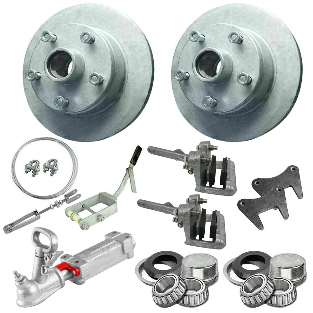 10 inch Galvanised 5 Stud Boat Trailer Mechanical Disc Brake & Couplin ...