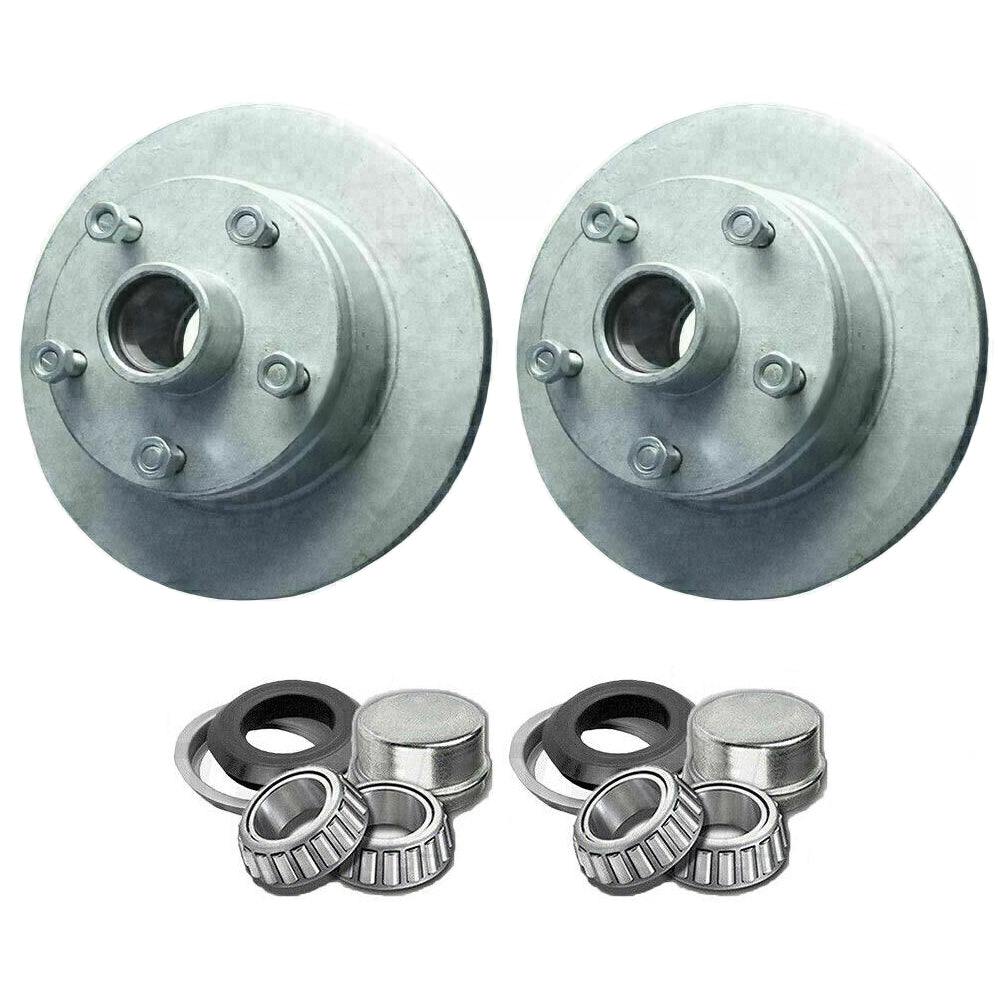 Pair Galvanised Trailer Disc Hubs with LM Bearings and Marine Seal For ...