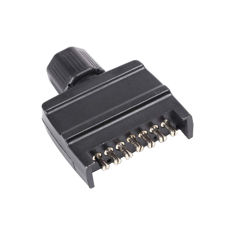 Black 7 Pin Flat Plug Male Connector Caravan Trailer Adapter Boat Quic ...