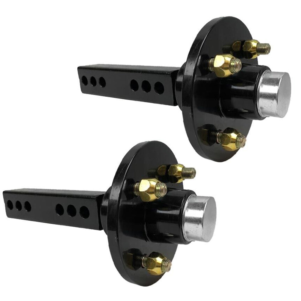 2X Trailer 4 Stud Hubs Fitted 40mm Square Stub Axles LM Bearings 750Kg ...