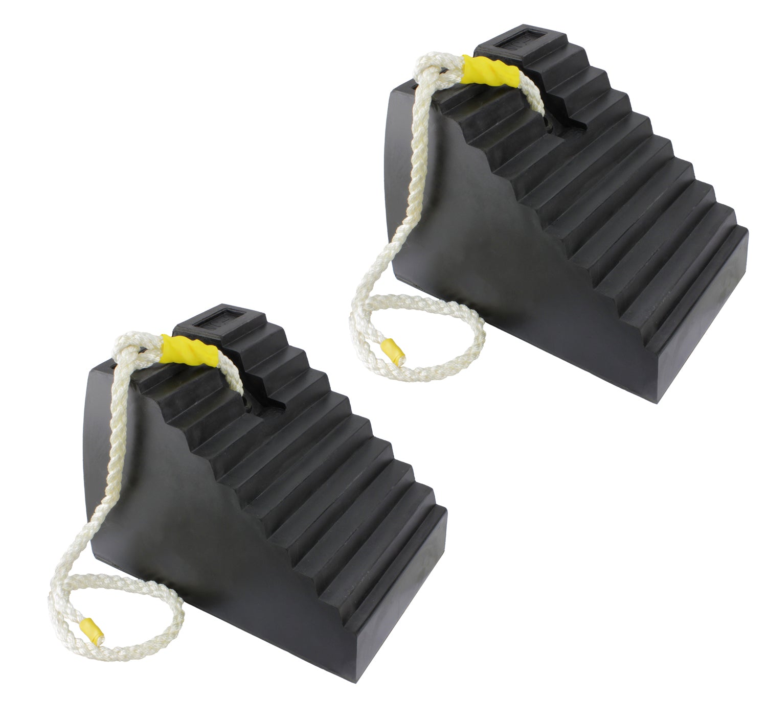 2 X Rubber Wheel Chock, Chocks Rope Ute Caravan Trailer Boat 4X4 Offro ...